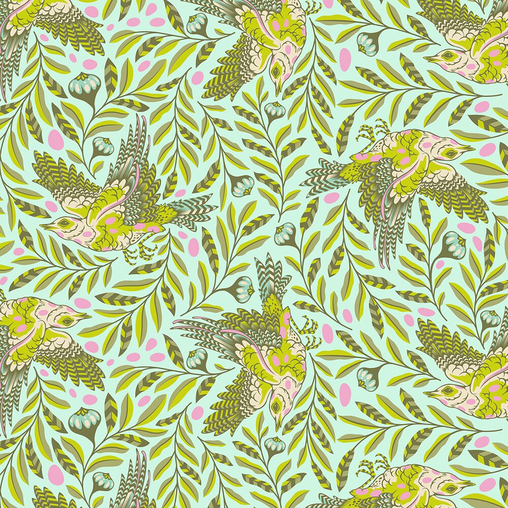 Tula Pink FQ Yardage Spirit Animal Retweet Birds Colorway | Etsy