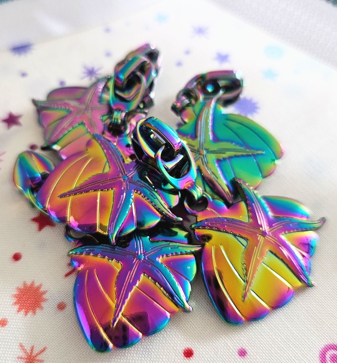 Scallop Shell Rainbow Iridescent #5 Metal Zipper Pulls, Set of 5! - Etsy