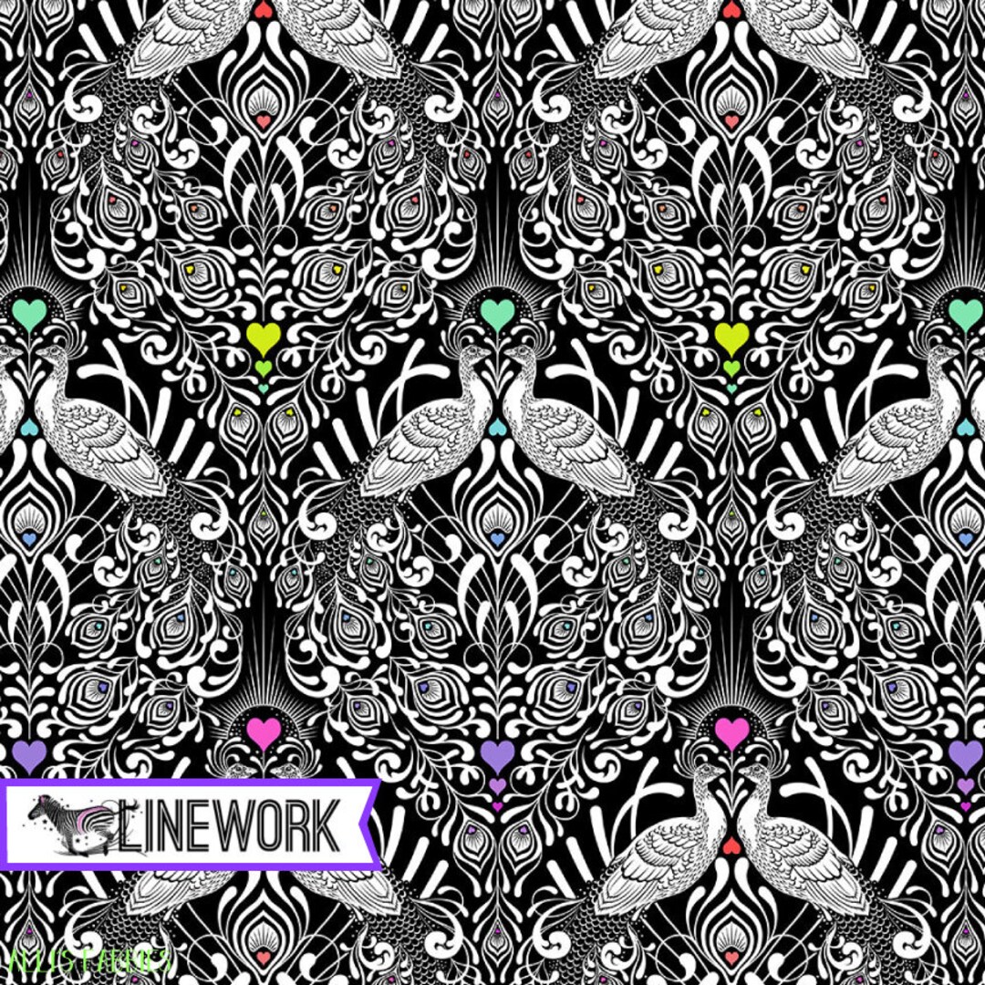 Tula Pink Linework, Peacock Tail Feather, Ink - Etsy