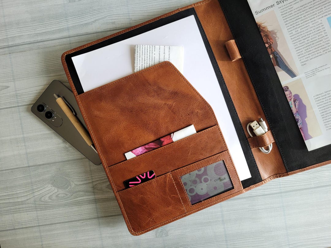 Leather Executive Portfolio Organizer, Jr Legal Pad Document Holder ...