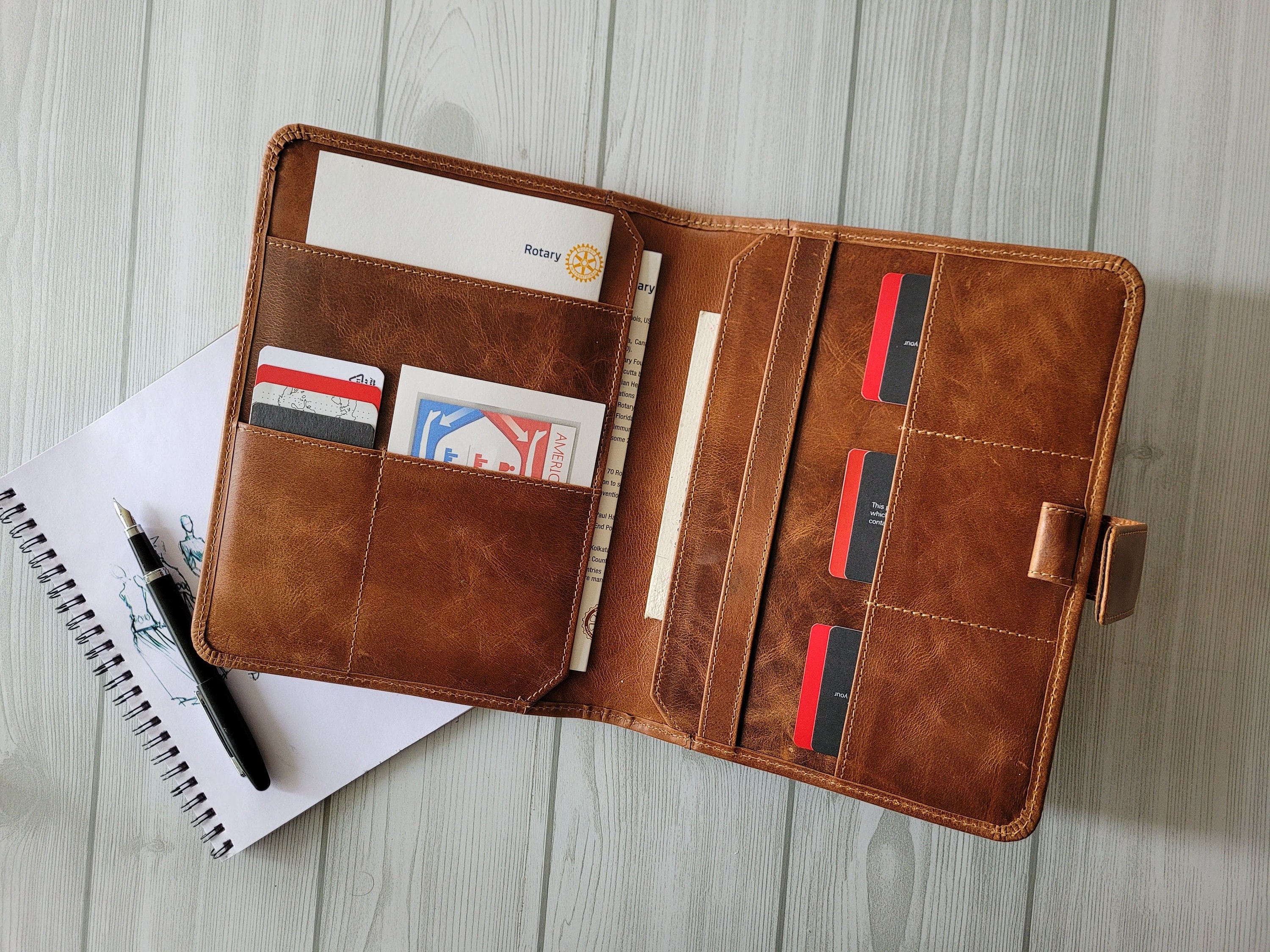 A5 Leather Compendium Journal Cover, Personalized Leather Portfolio ...