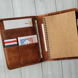 A5 Leather Compendium Journal Cover, Personalized Leather Portfolio ...