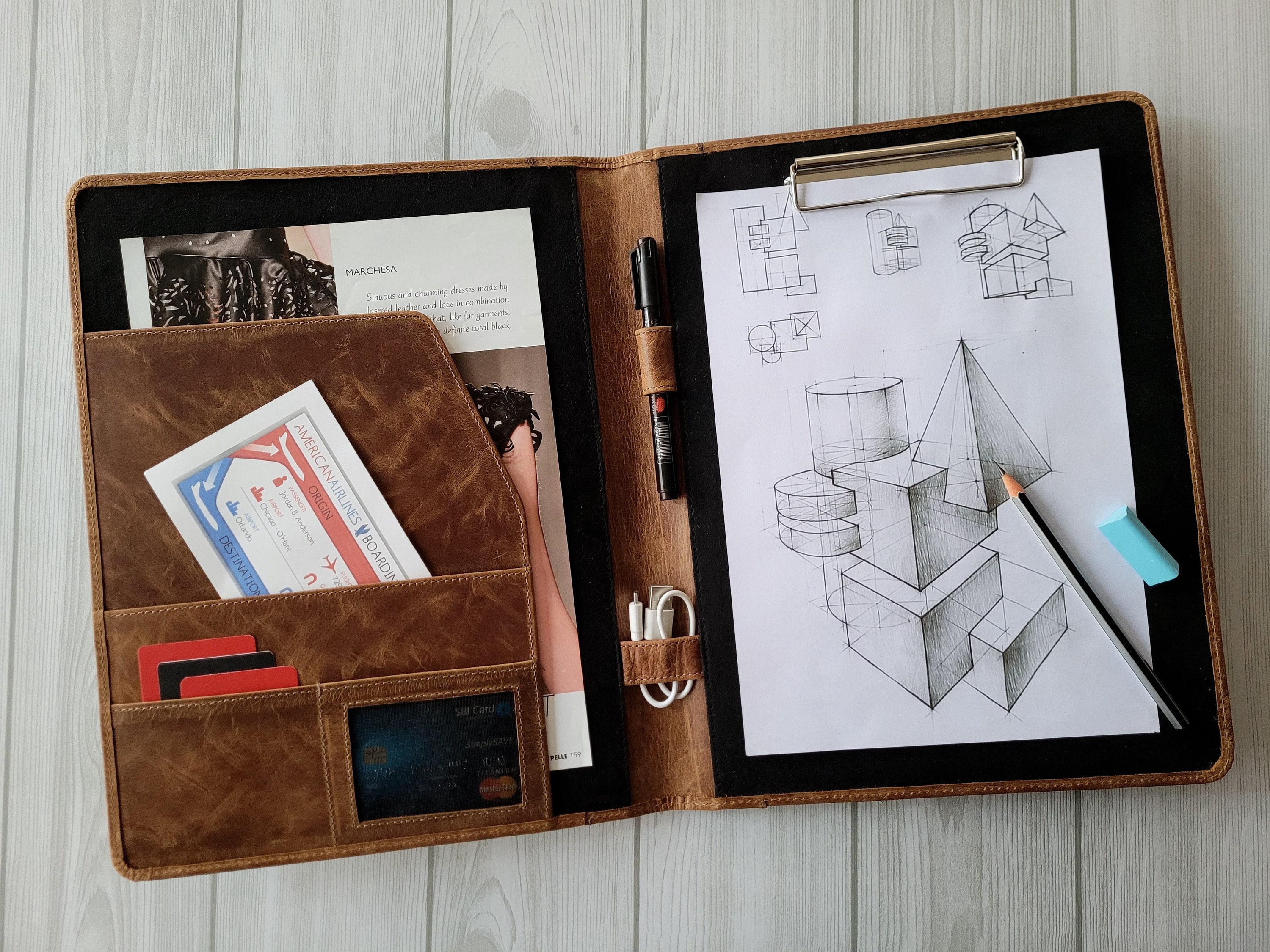 Personalized Leather Clipboard With A4 / A5 Notepad Holder for Business ...