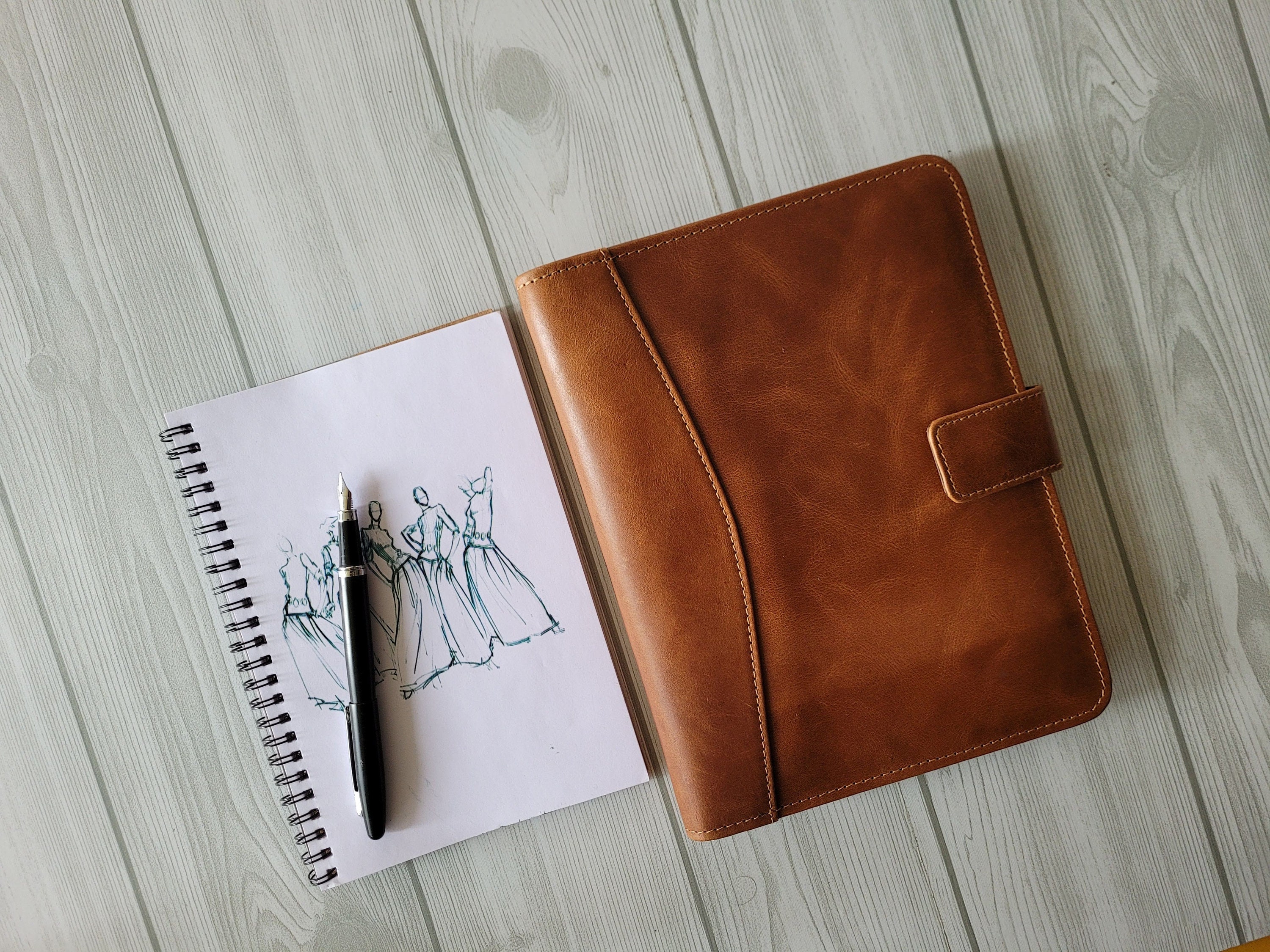 A5 Leather Compendium Journal Cover Personalized Leather - Etsy