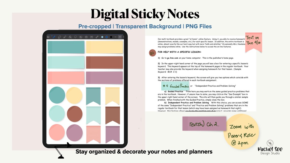 Digital Sticky Notes variety Shapes Transparent - Etsy
