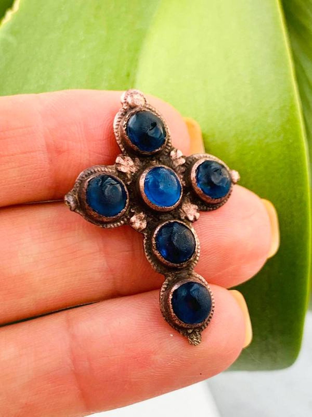 Rare Antique Dug Christian Copper Glass Cossack Pectoral Cross Ukraine ...