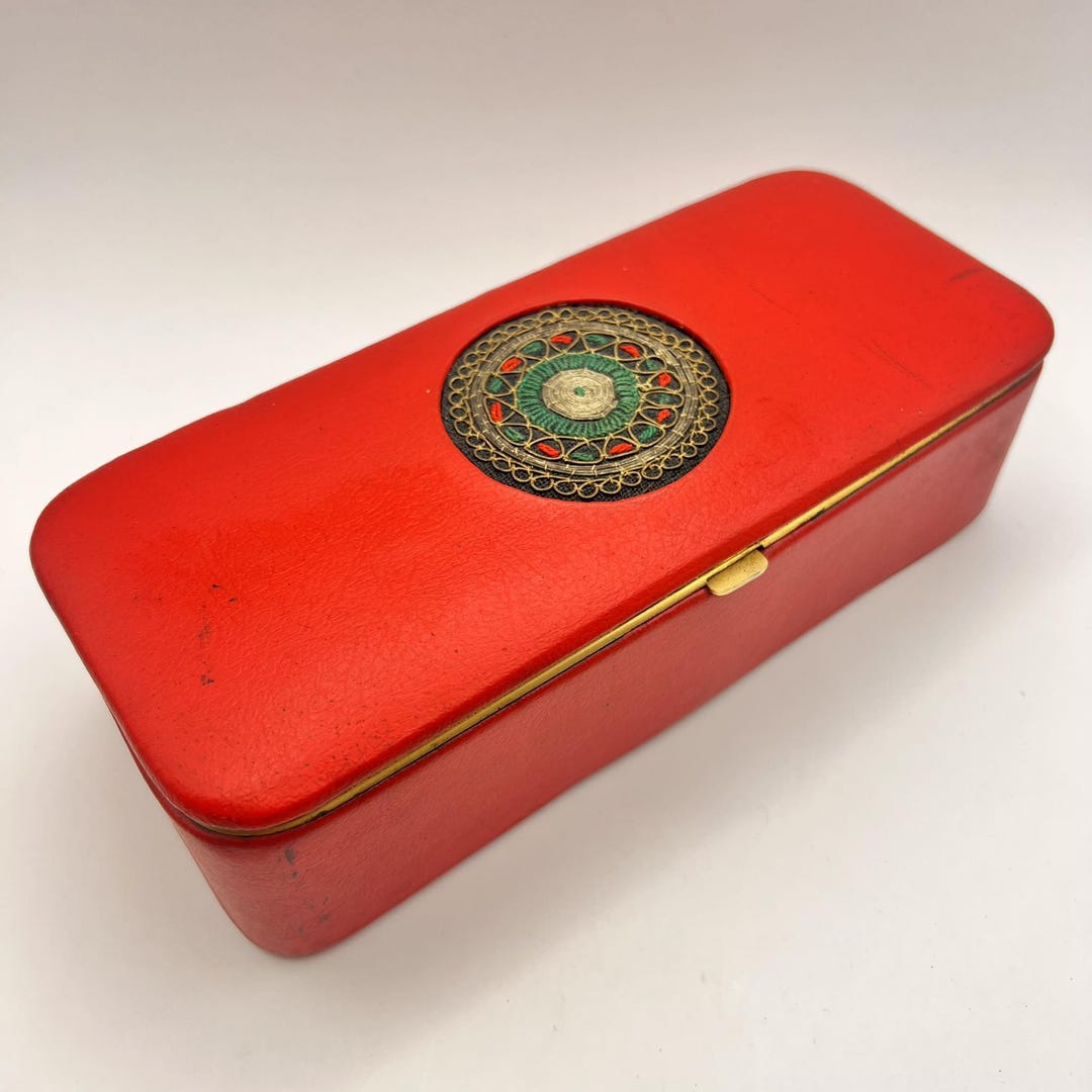 1950s Rosenfeld Vintage Trinket Box: Red Embroidered Jewelry Case - Etsy