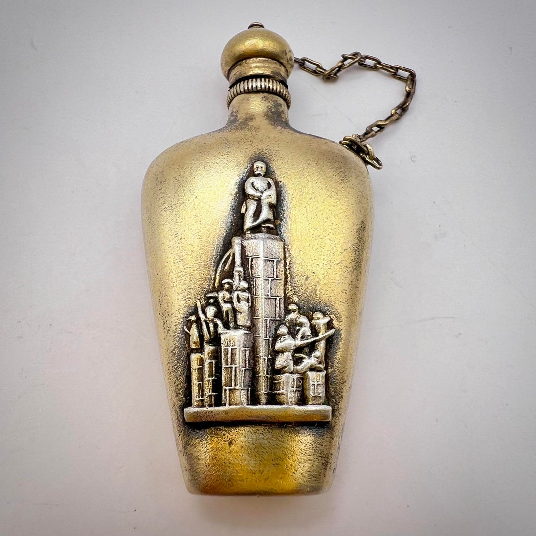 1956 Vintage Gilt Sterling Silver 875 Bottle Flask Flacon Perfume Oil ...