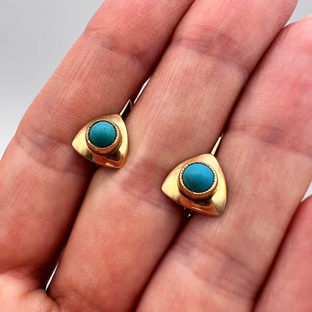 Vintage USSR Rose Gold 583 14K Star Women's Jewelry Stud Earrings ...