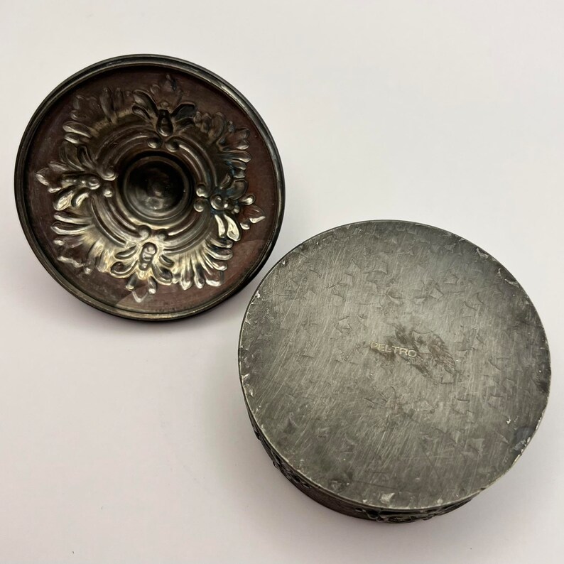 Vintage Pewter Trinket Box • Italian Peltro Putti • Collectible Figure ...