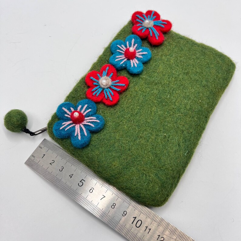 Handmade Felt Wool Coin Purse Green Floral Embroidered Nepal Gift - Etsy UK