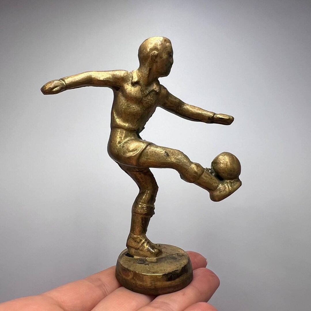 Vintage Collectible Bronze Figure Statue Soccer Player Football Sport 3 ...
