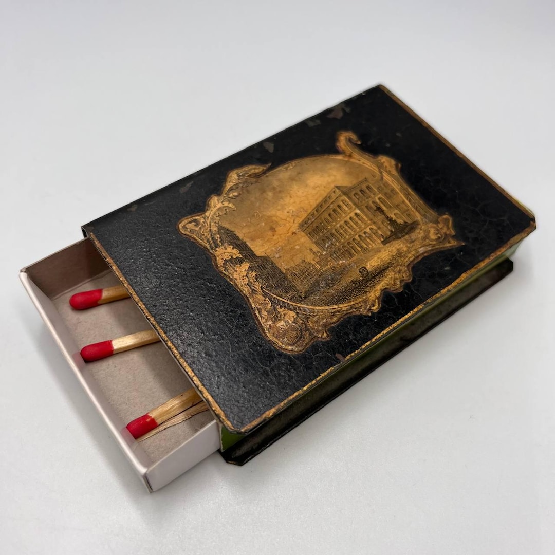 Big Antique Metal Matchstick Case Matchbox Made in Old Europe ...