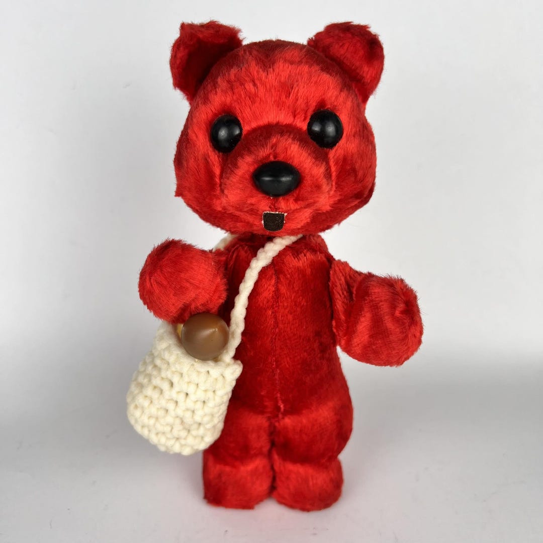 1980 Vintage USSR Kids Red Plush Toy Doll Bear With Original Tag Acorn ...