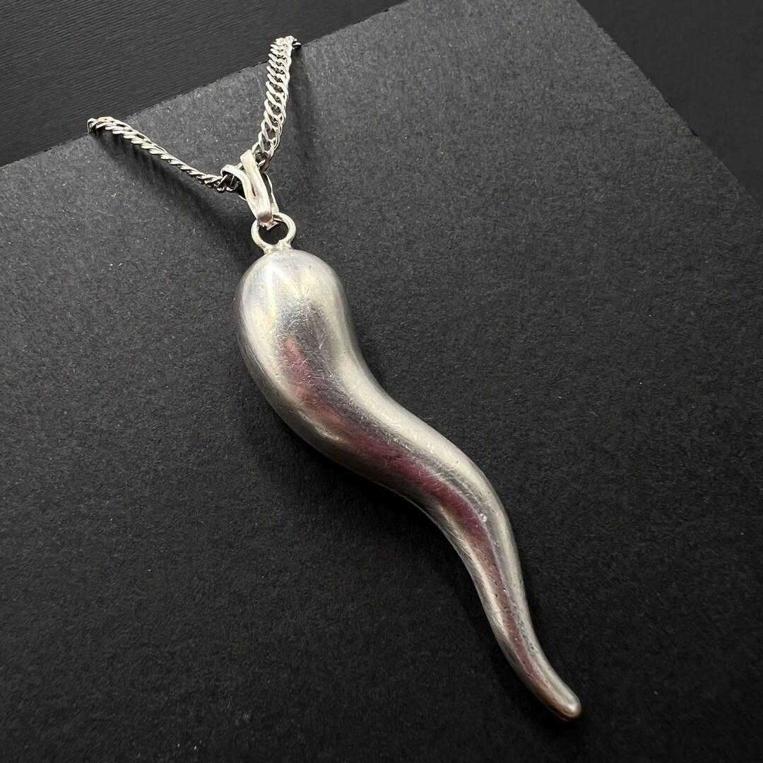Vintage Italian Cornicello Horn Pendant | Sterling Silver 925 Marked ...