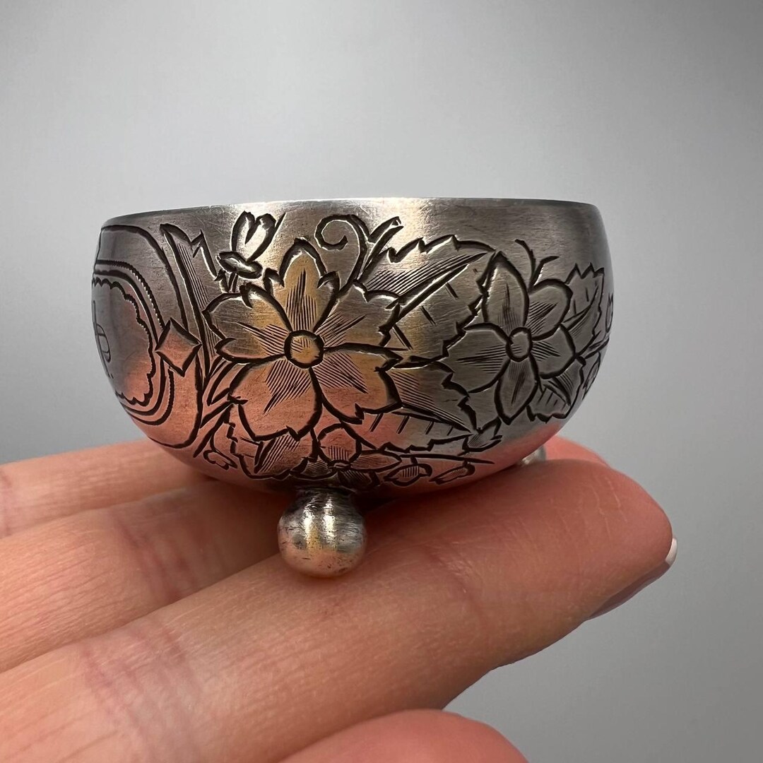 1891 Imperial Russian Silver 84 Salt Cellar Engraved Antique Bowl ...