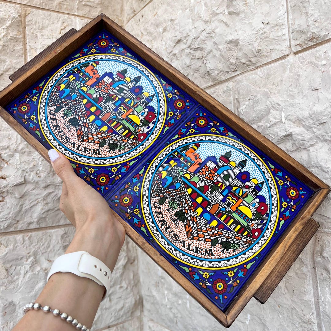 Vintage Jerusalem Wood Tray: Handcrafted Judaica, Israeli Folk Art - Etsy