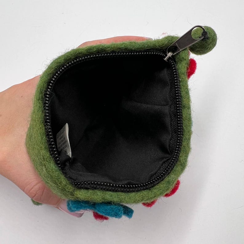 Handmade Felt Wool Coin Purse Green Floral Embroidered Nepal Gift - Etsy UK