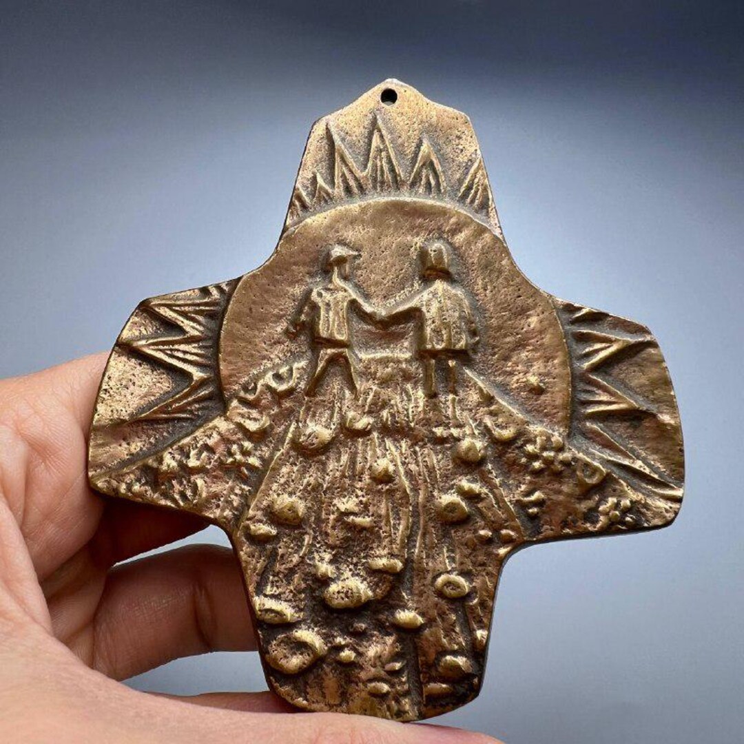 Vintage Bronze St. Eligius Wall Cross - German Catholic First Communion ...
