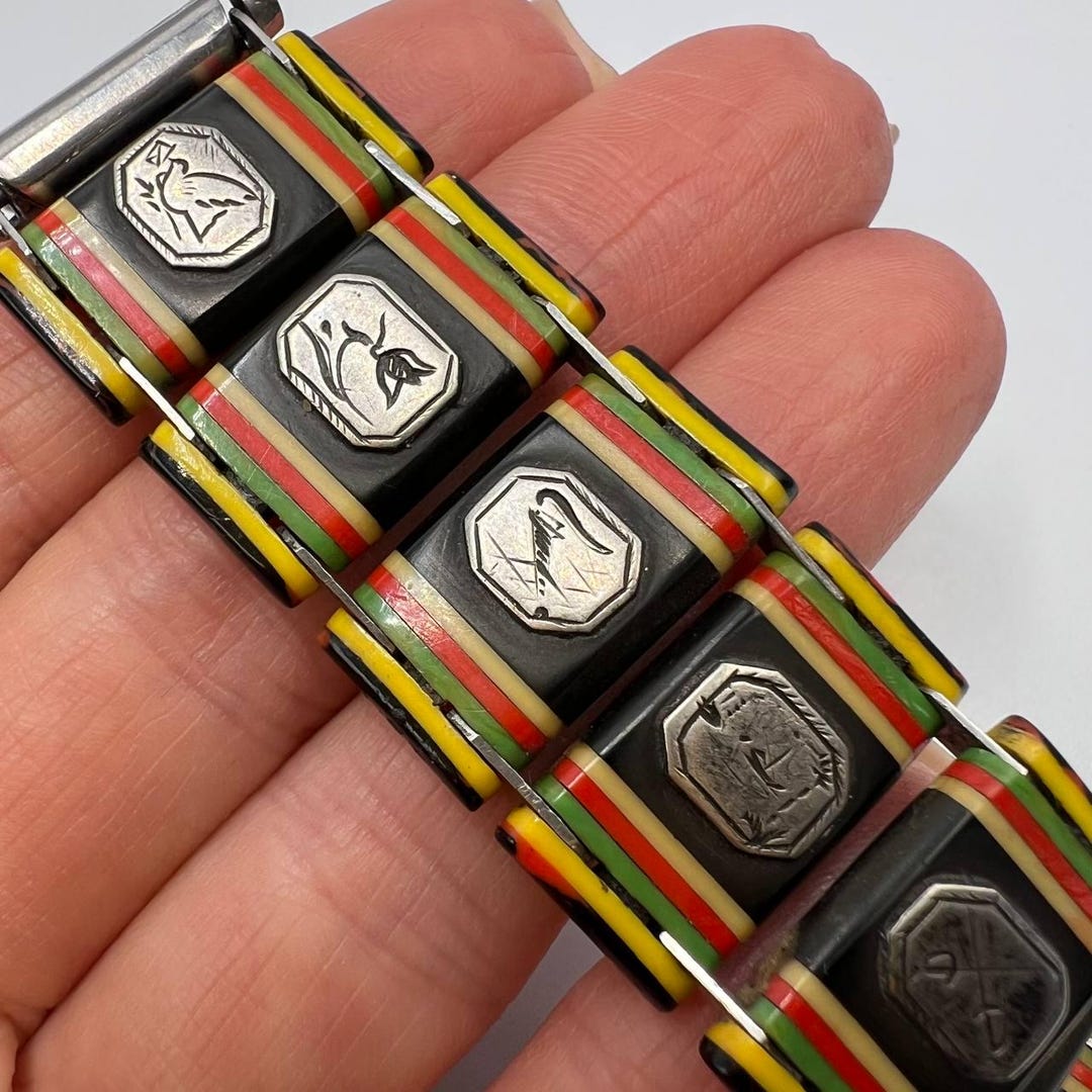 Vintage Hand Crafted Wrist Watch Strap Bracelet Sterling Silver Black ...