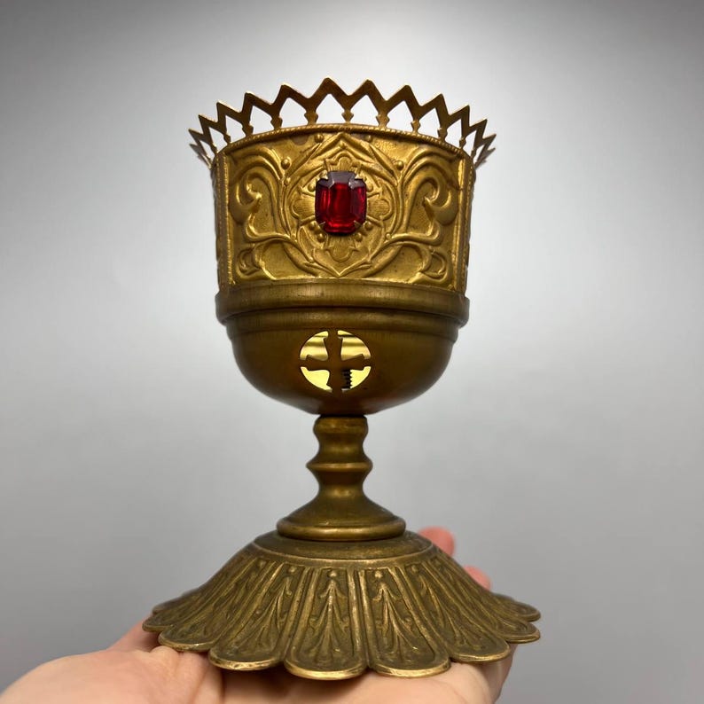 Vintage Brass Altar Table Lampada Lamp for Icon Christian Church Candle ...