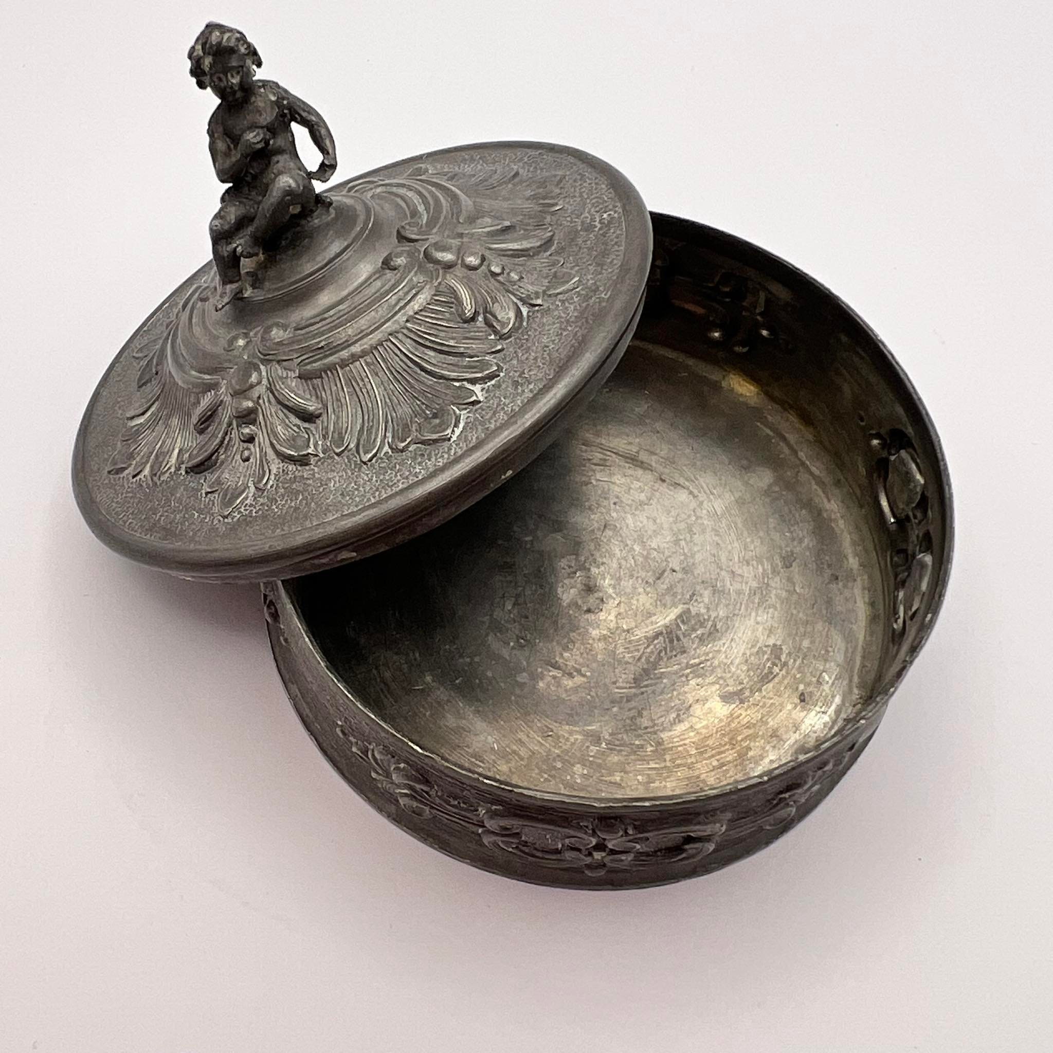 Vintage Pewter Trinket Box • Italian Peltro Putti • Collectible Figure ...