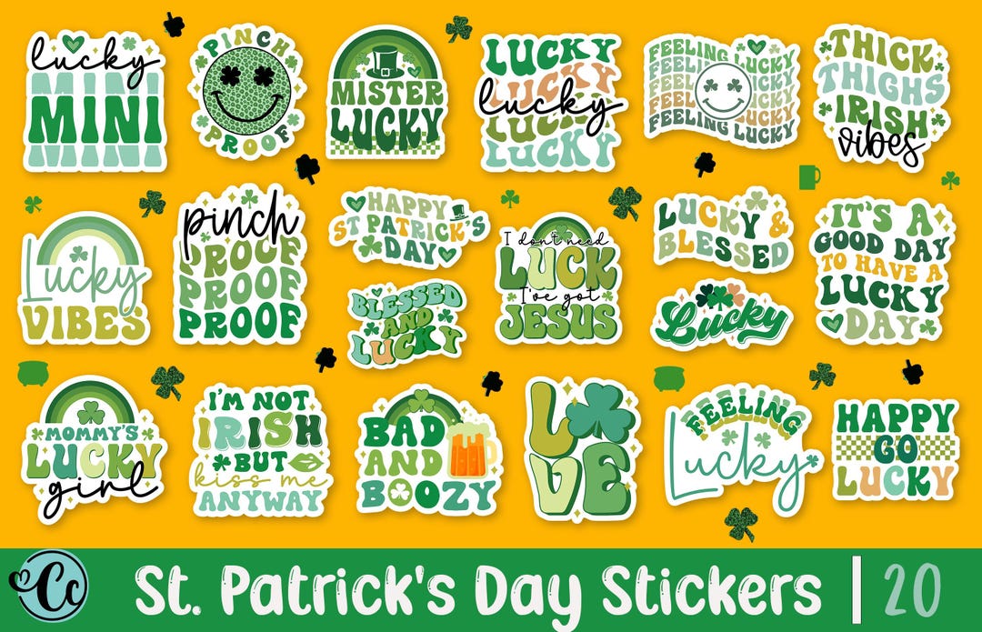 St Patrick's Digital Stickers Bundle, Vinyl St Patricks Day Stickers ...