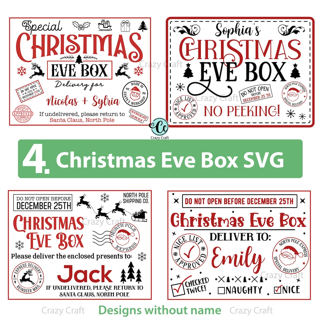 Christmas Eve Box SVG PNG Bundle, Christmas Box SVG, Christmas Eve Box ...