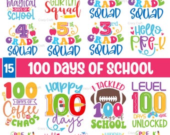 100 Days of School Bundle SVG, School Shirt Svg, 100 Days of School Png ...