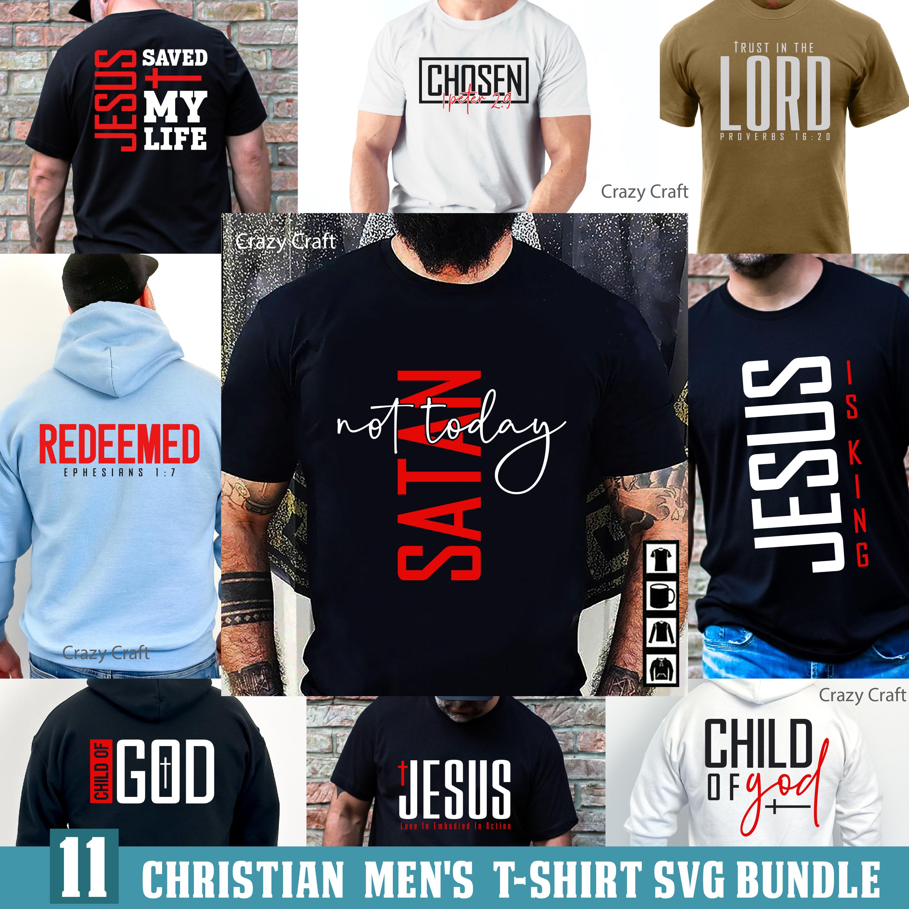 11 Christian Men's Front and Back SVG Designs, Faith-based Sayings ...