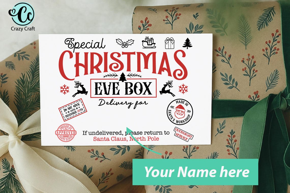 Christmas Eve Box SVG PNG Bundle, Christmas Box SVG, Christmas Eve Box ...