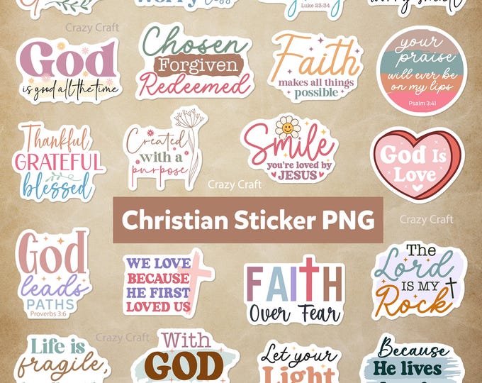 Bible Sticker SVG PNG Bundle, Printable Religious Inspirational Quotes ...