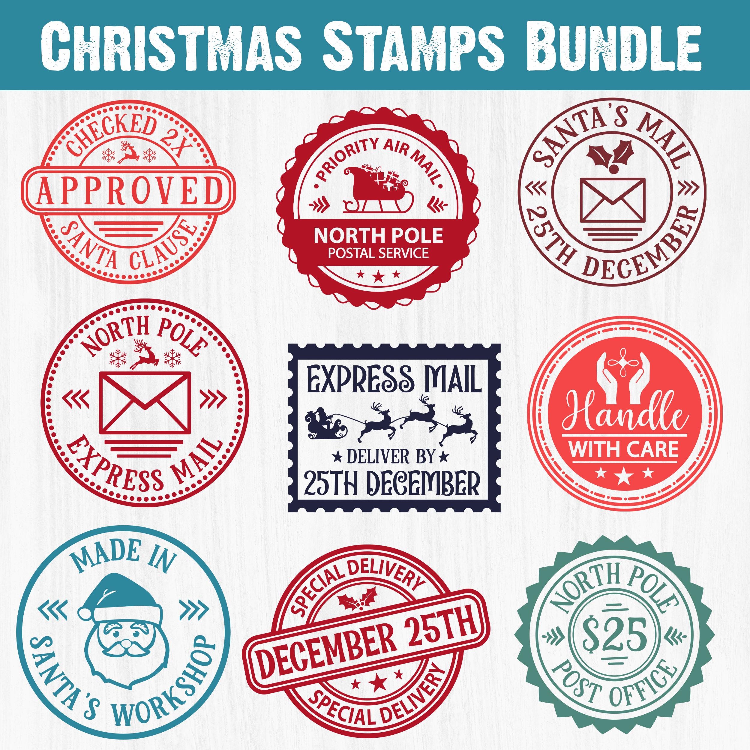 Santa Stamp Bundle, North Pole Mail Express Post Svg, North Pole Svg ...