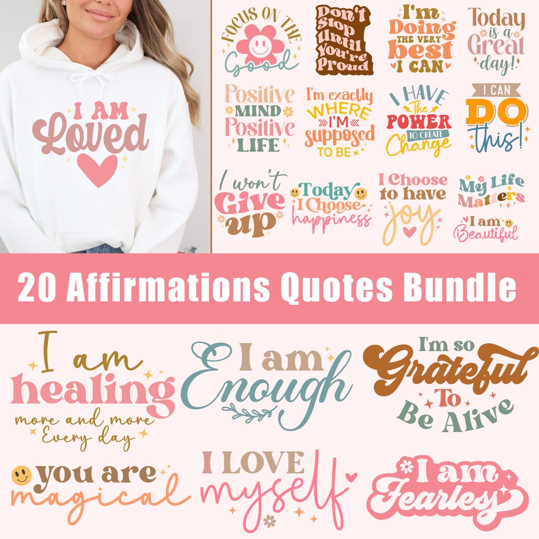 Affirmations Quotes Svg Bundle, Strong Women Svg, Mental Health Design ...