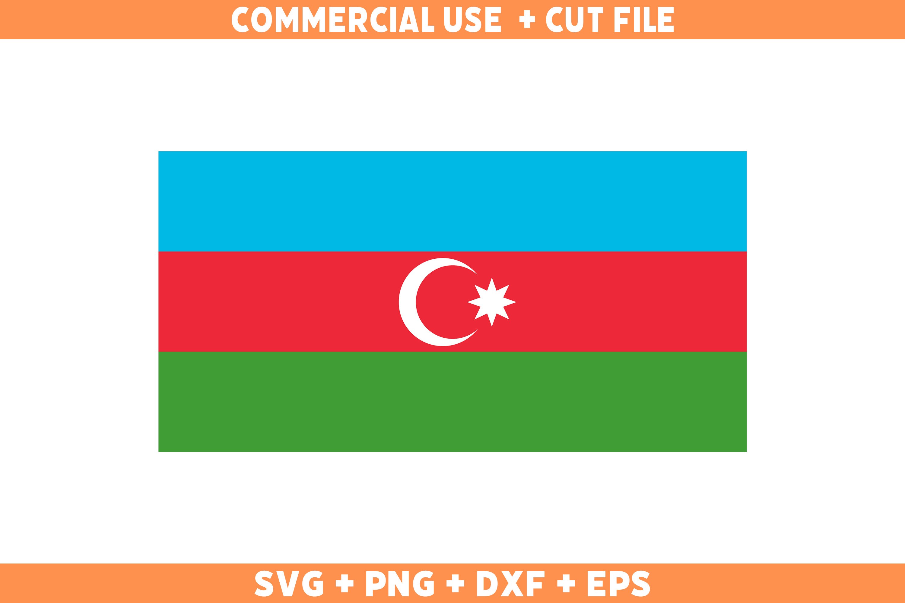 Azerbaijan Flag SVG Original Colors, Azerbaijan Flag Png, Commercial ...