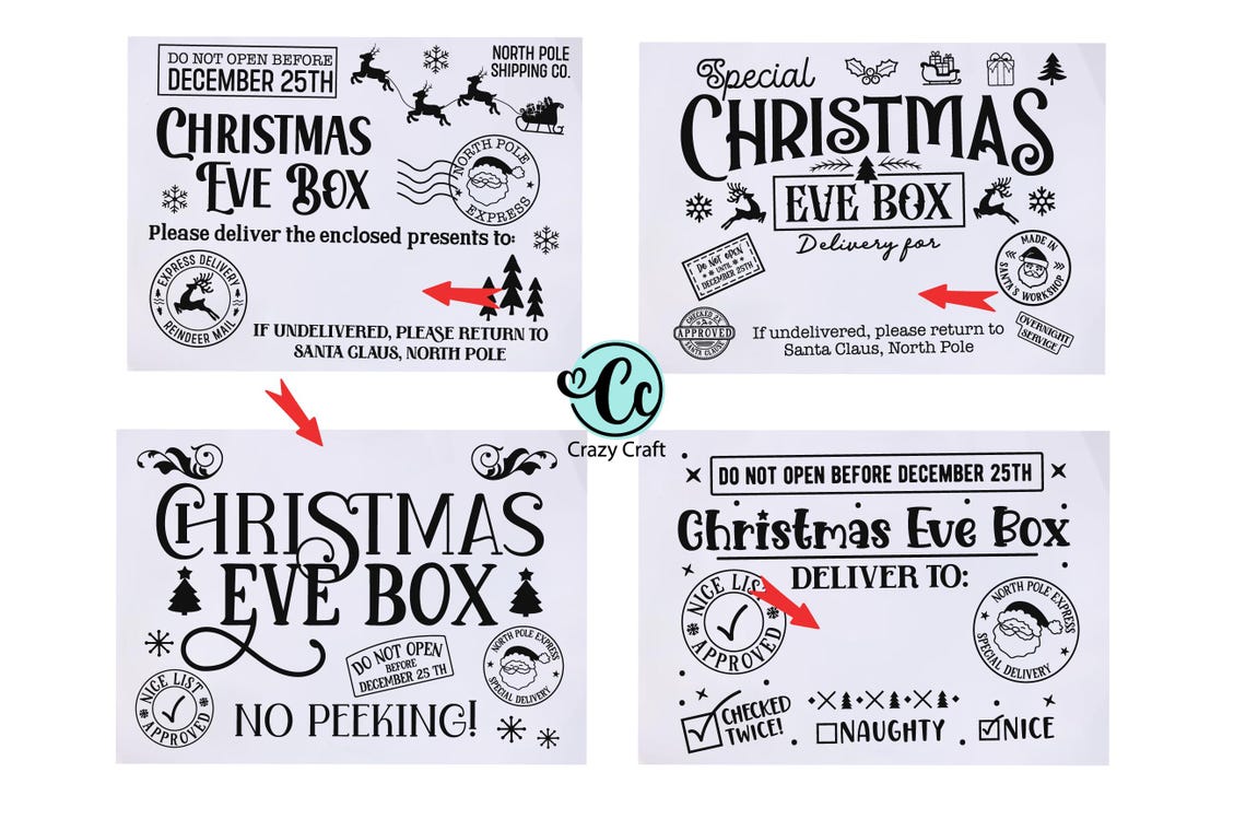Christmas Eve Box SVG PNG Bundle, Christmas Box SVG, Christmas Eve Box ...