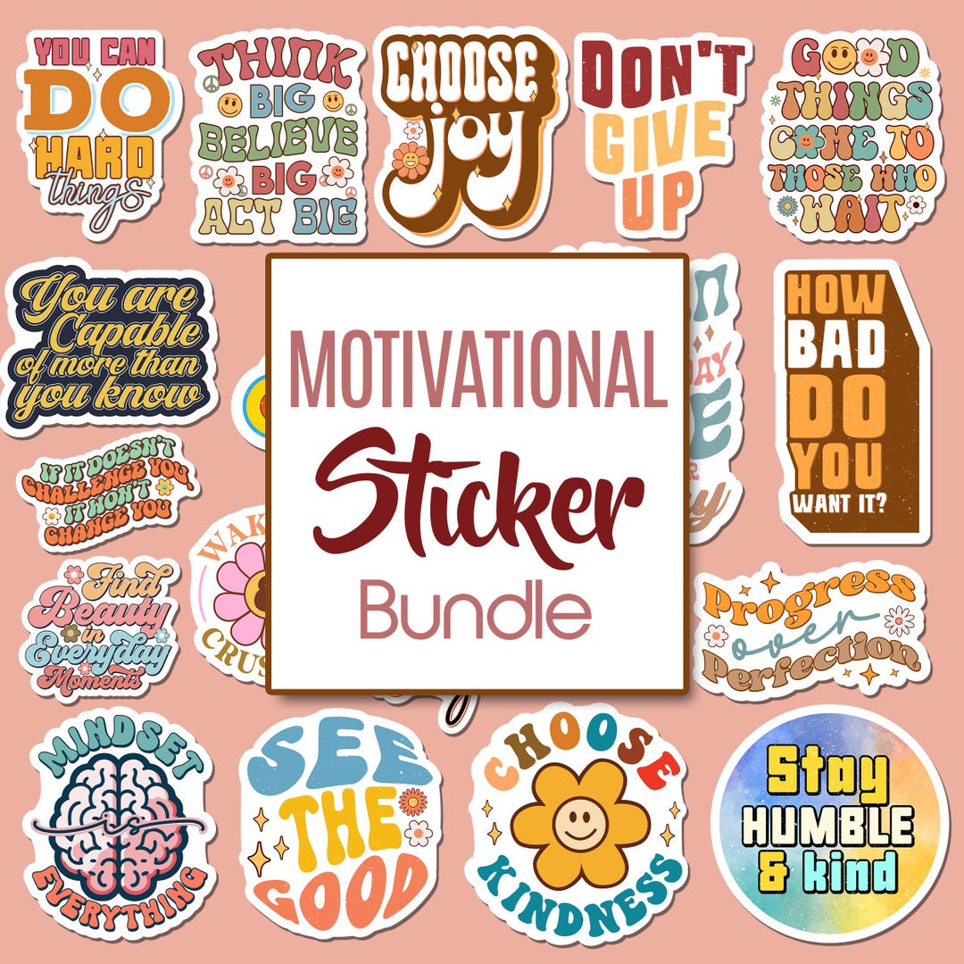 Inspirational Quotes Sticker Png Bundle, Printable Mental Health ...