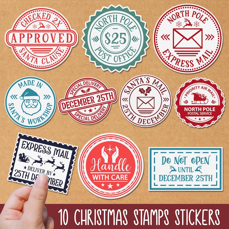 Santa Stickers - Etsy