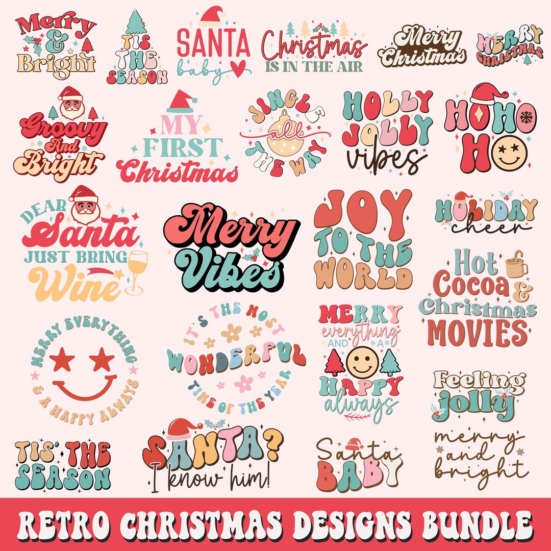 Retro Christmas Svg Bundle, Christmas Shirt Design, Christmas Bundle ...