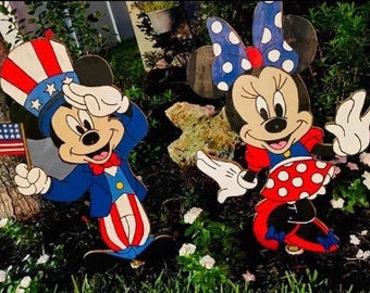 4th of July Mickey and Minnie Mouse Yard Sign/yard Art/wooden | Etsy