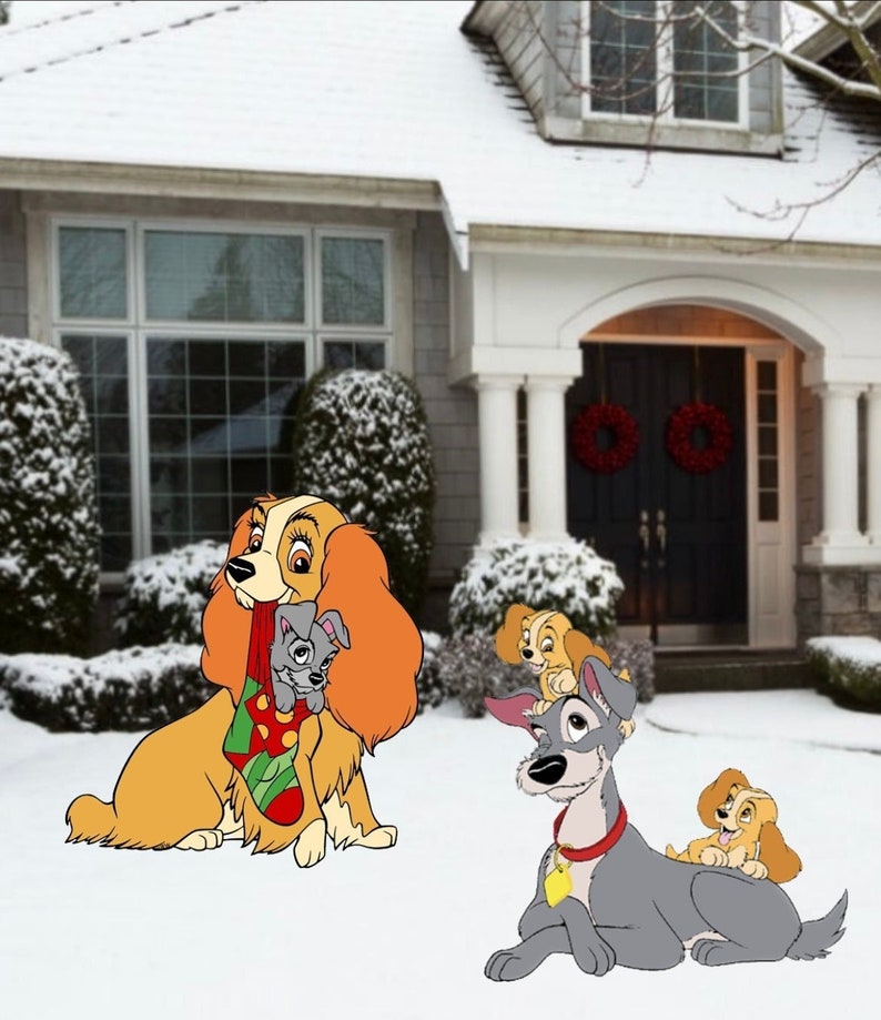Lady and the Tramp Yard Sign/christmas Yard Art/dog Yard Art - Etsy