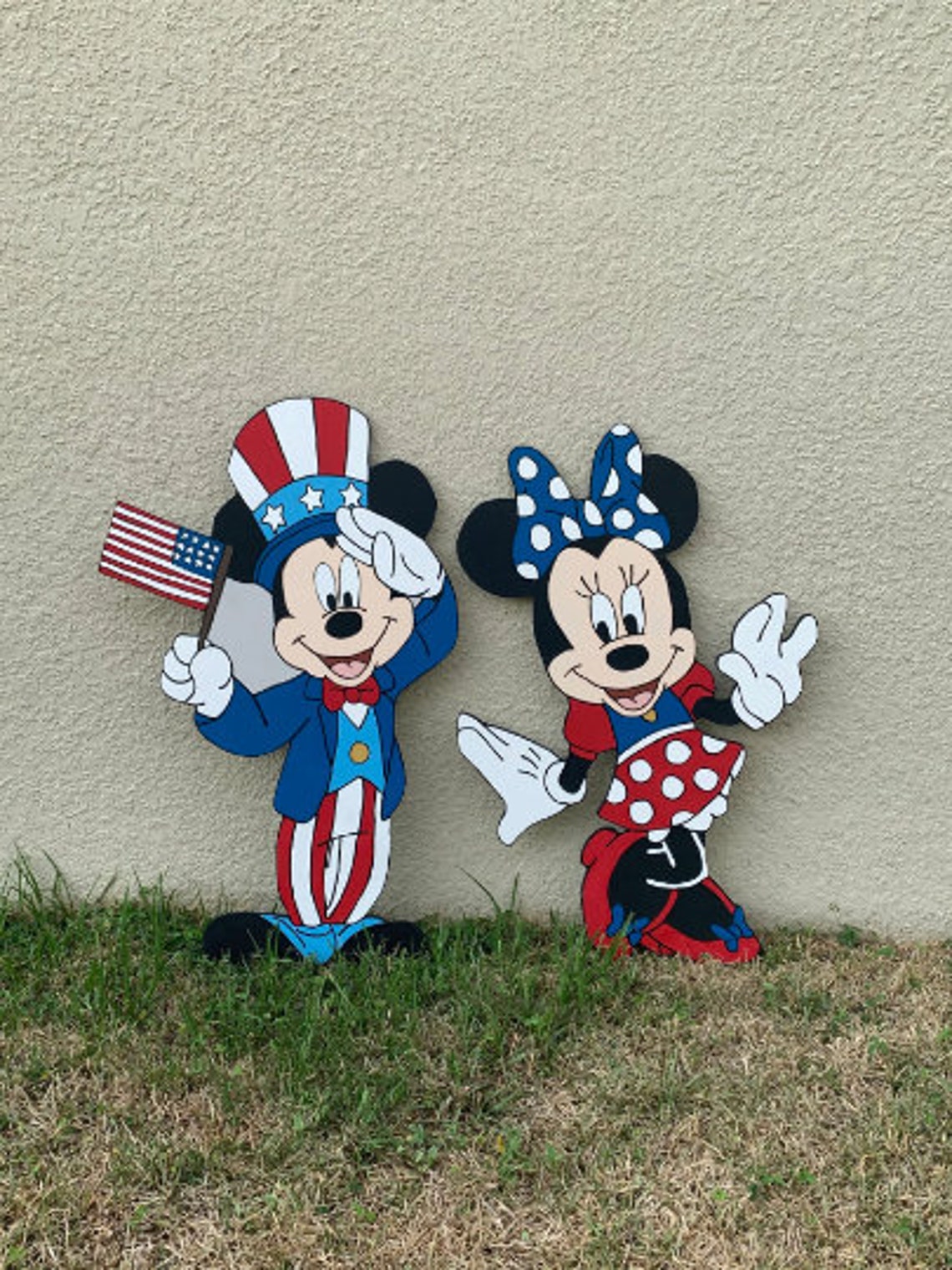 4th of July Mickey and Minnie Mouse Yard Sign/yard Art/wooden - Etsy