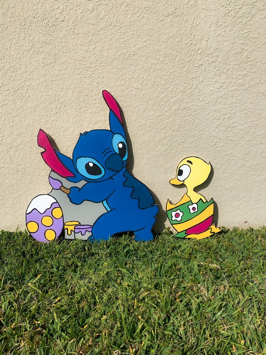 Easter Stitch Yard Sign/Yard Art/Yard Decor/Wooden Yard Art/Easter Yard ...