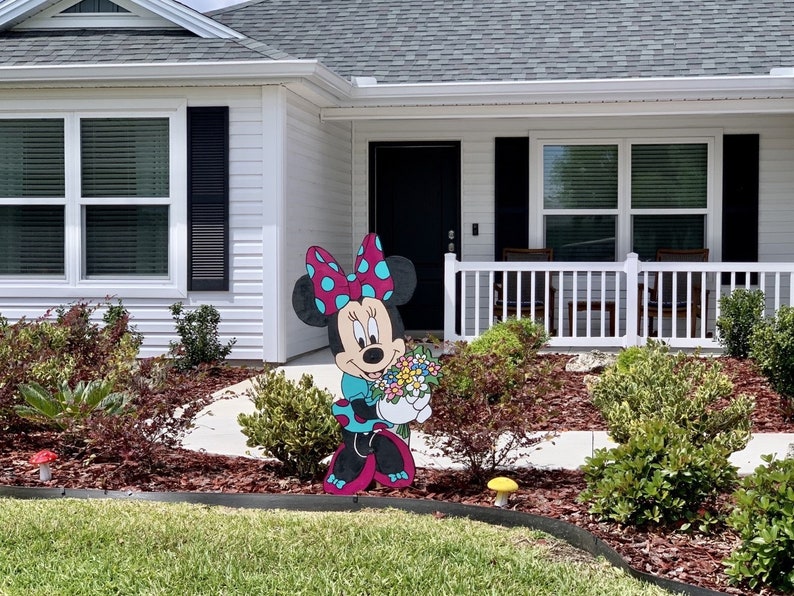 Minnie Mouse Spring Yard Sign/yard Art/wooden Art/minnie Mouse - Etsy