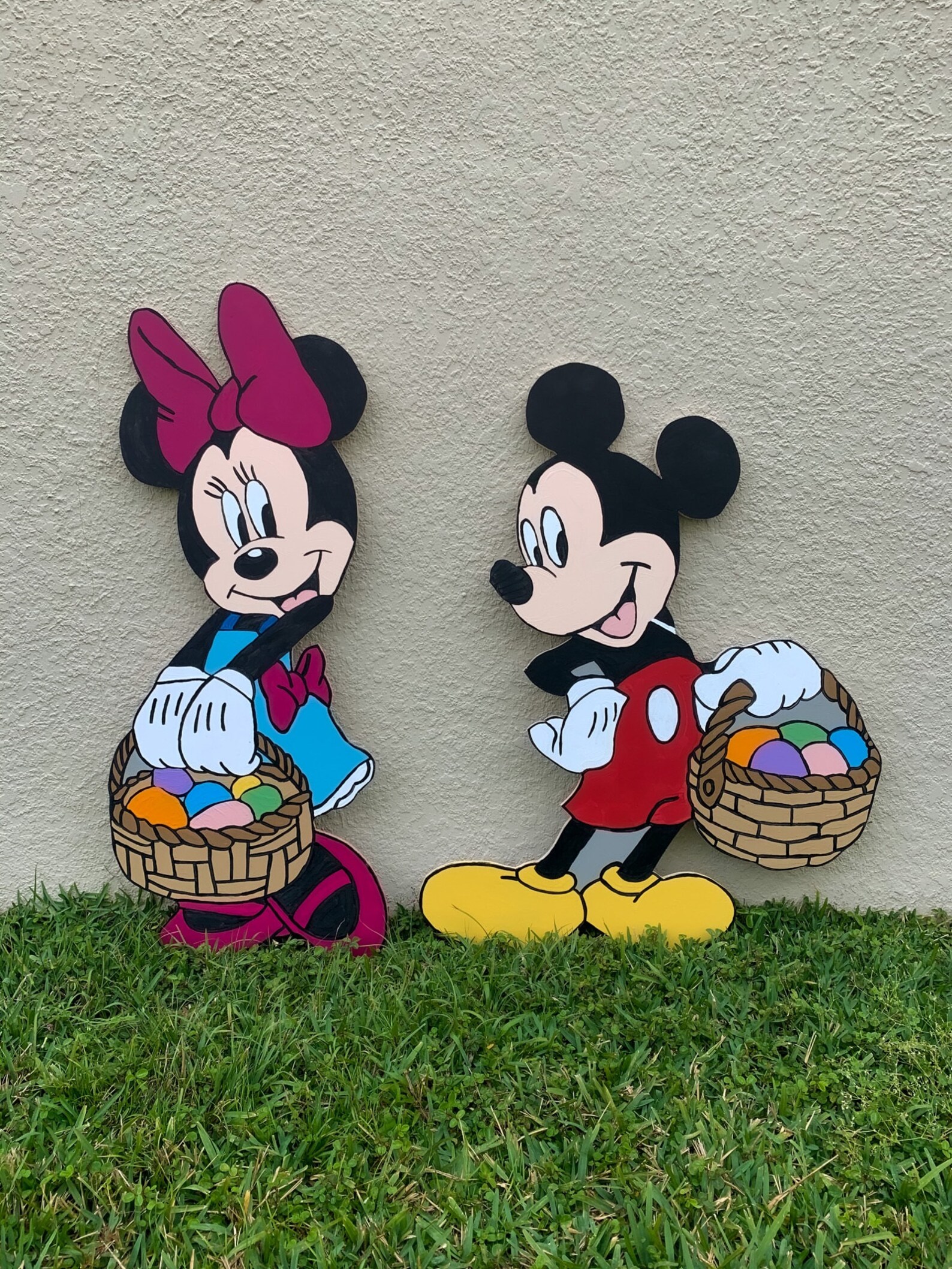 Easter Mickey and Minnie Mouse Yard Sign/yard Art/easter Yard | Etsy