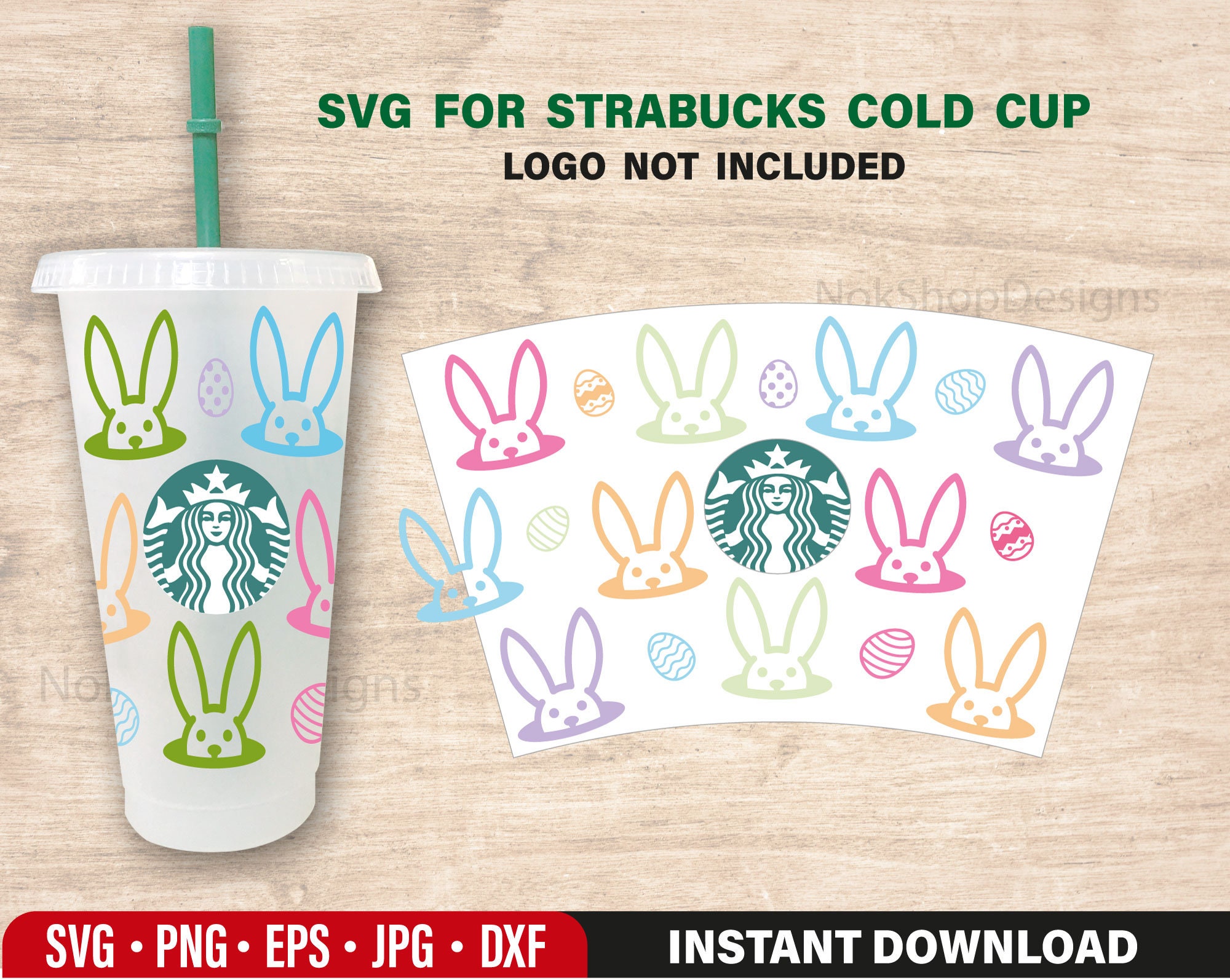 Happy Easter Cold Cup SVG Full Wrap Easter Rabbit in Hole - Etsy