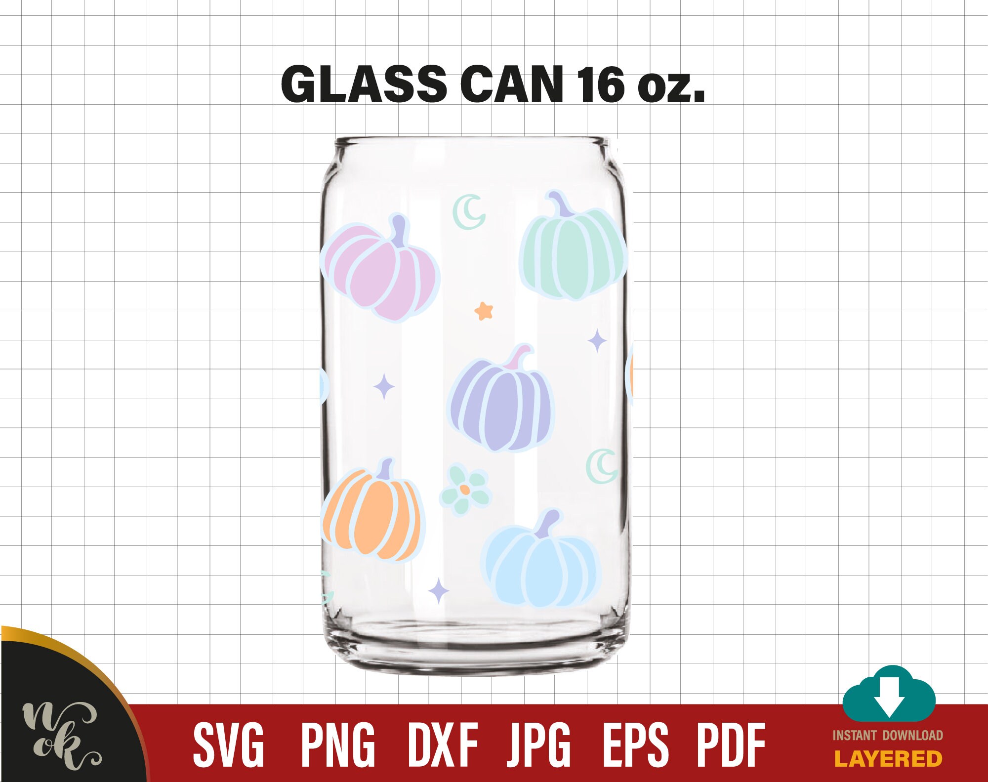 Pumpkins Pastel Libbey 16oz Can Glass Wrap Fall Svg File for - Etsy