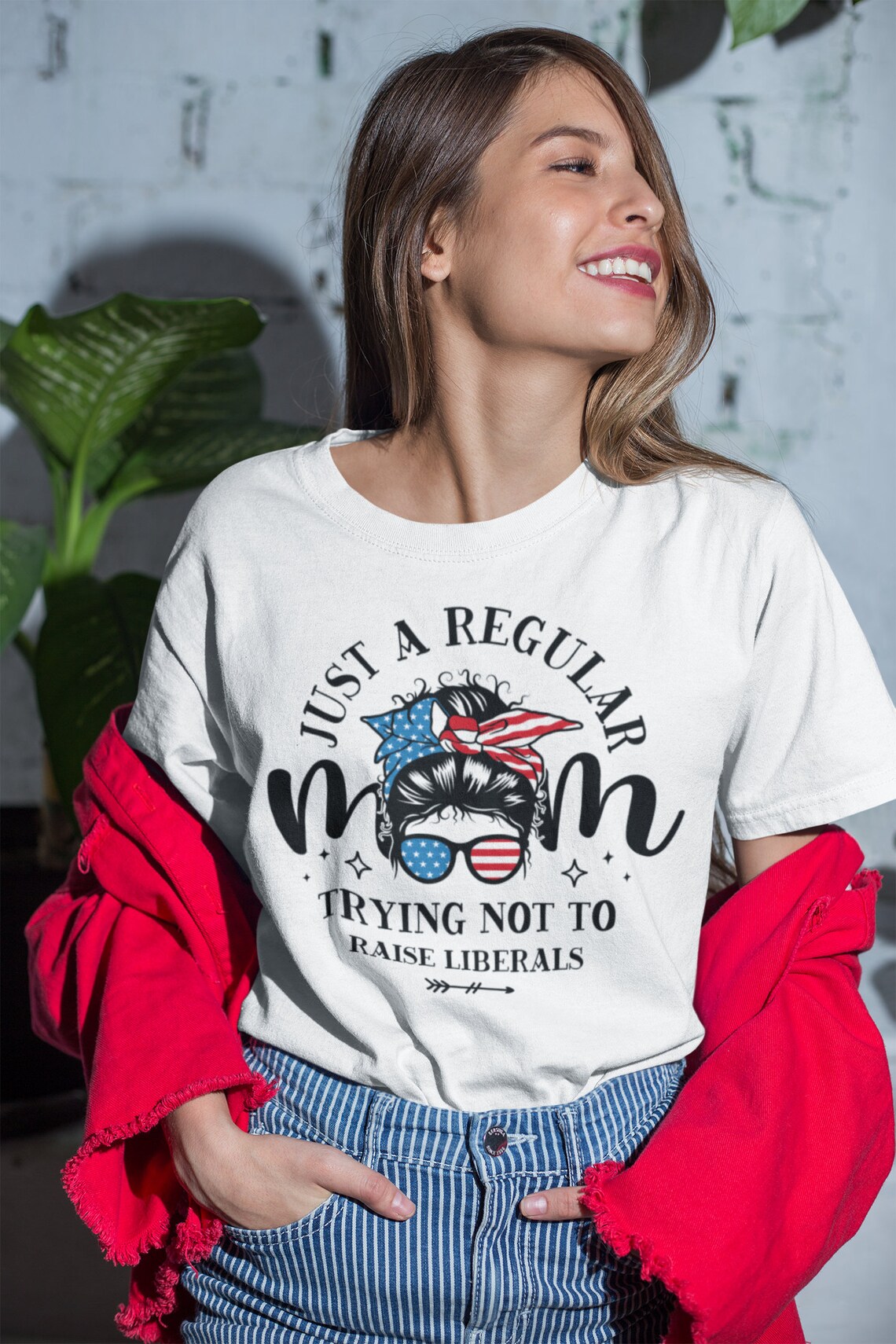 Just A Regular Mom Trying Not to Raise Liberals Svg American | Etsy