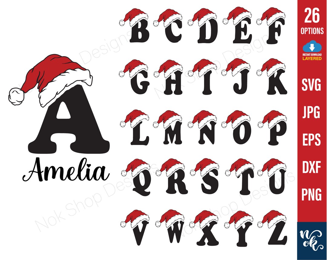 Christmas Alphabet SVG Bundle: A-Z Letters, Cricut & Silhouette ...