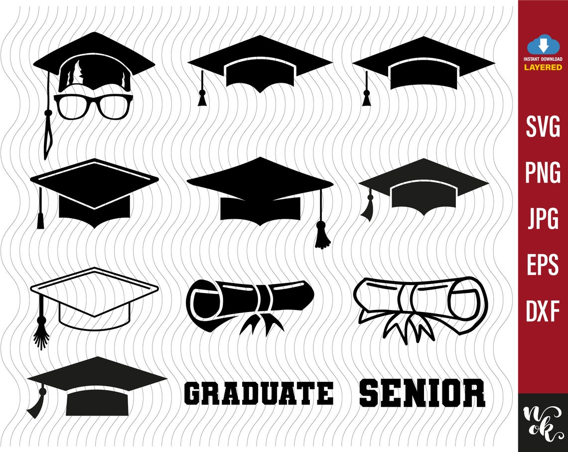 Graduation Cap SVG Clipart Graduation Hat and Tassel for High - Etsy